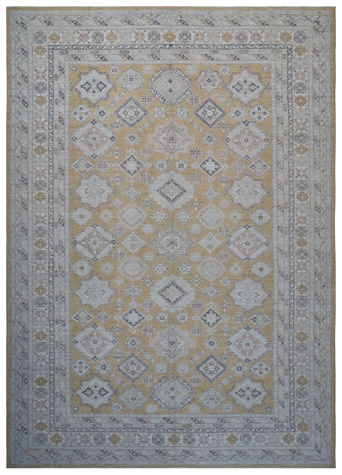 10'x14' Geometric Rug | Yellow & Blue | Ariana Hazara Rug – Ariana Rugs