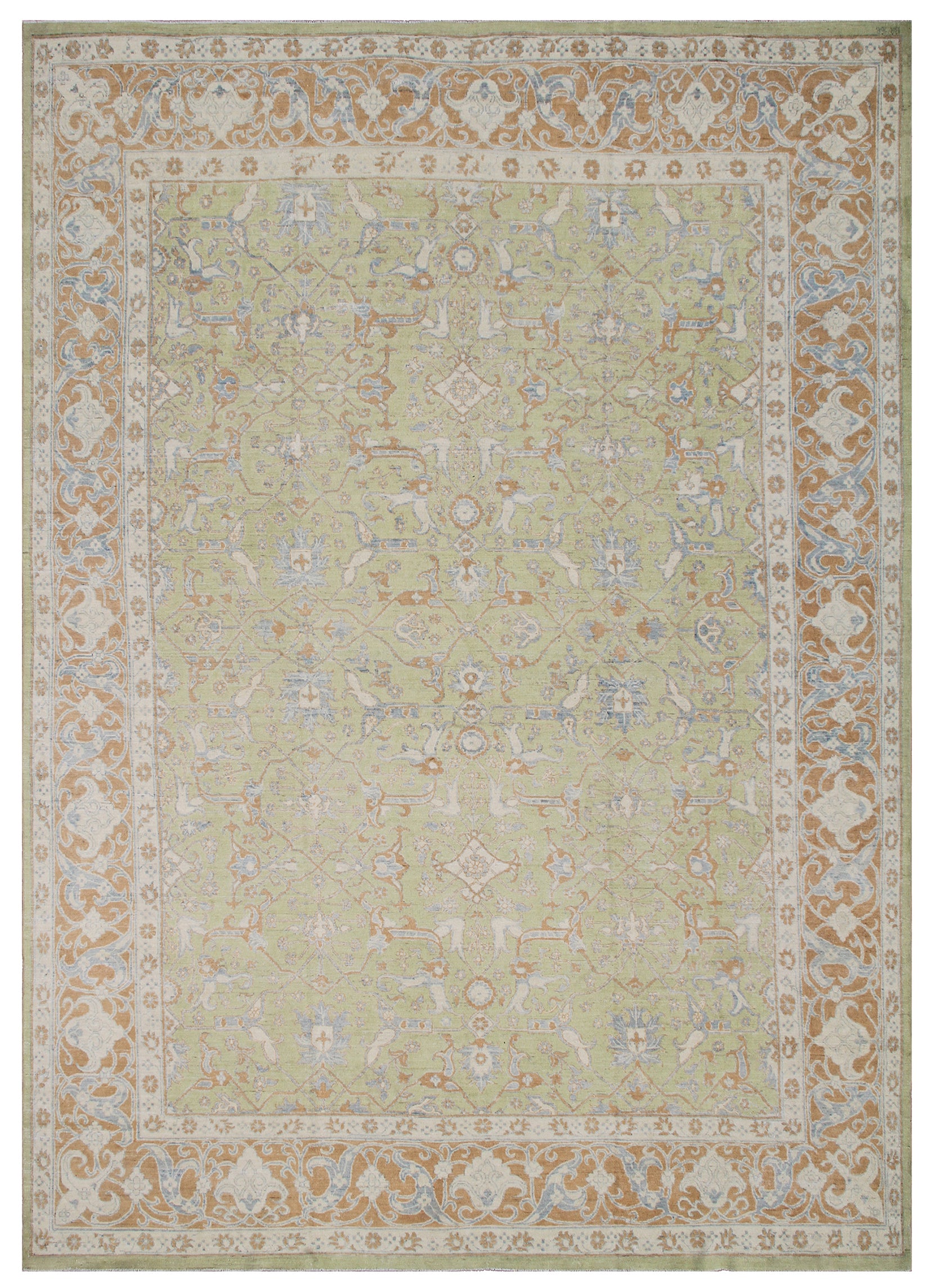 10'x14' Persian Design Rug |Ariana Traditional Green Hand Knotted Rug ...