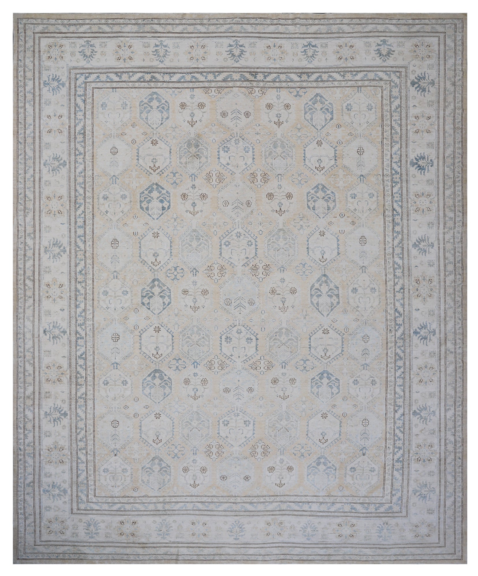 13x17 Ariana Large Geometric Earth Tone Hazara Rug – Ariana Rugs