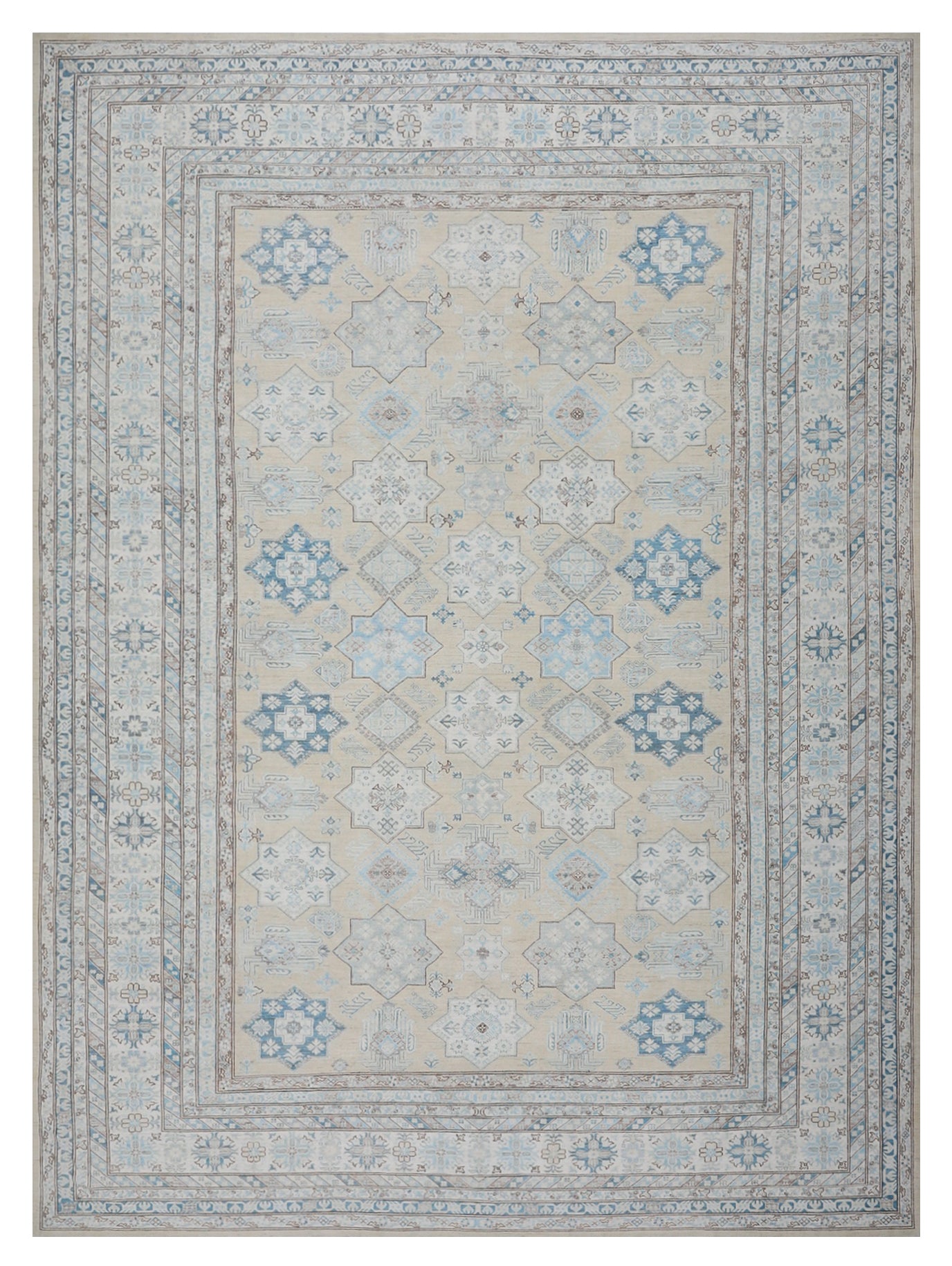 13'x17' Soft Geometric High Quality Caucasian Design Ariana Hazara Rug ...