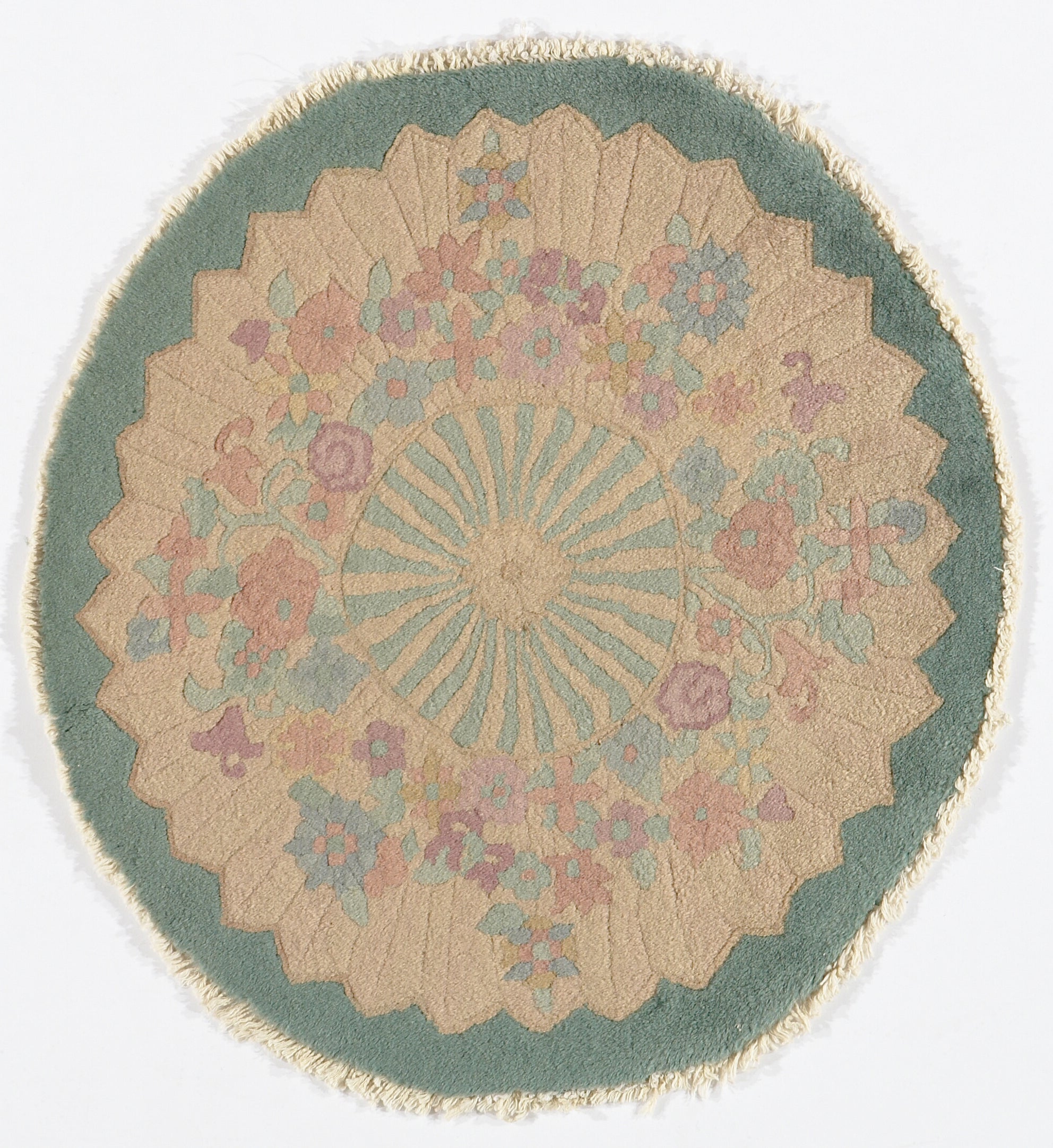 2'x2' Small Green | Round Rug | Wool Art Deco Area Rug – Ariana Rugs