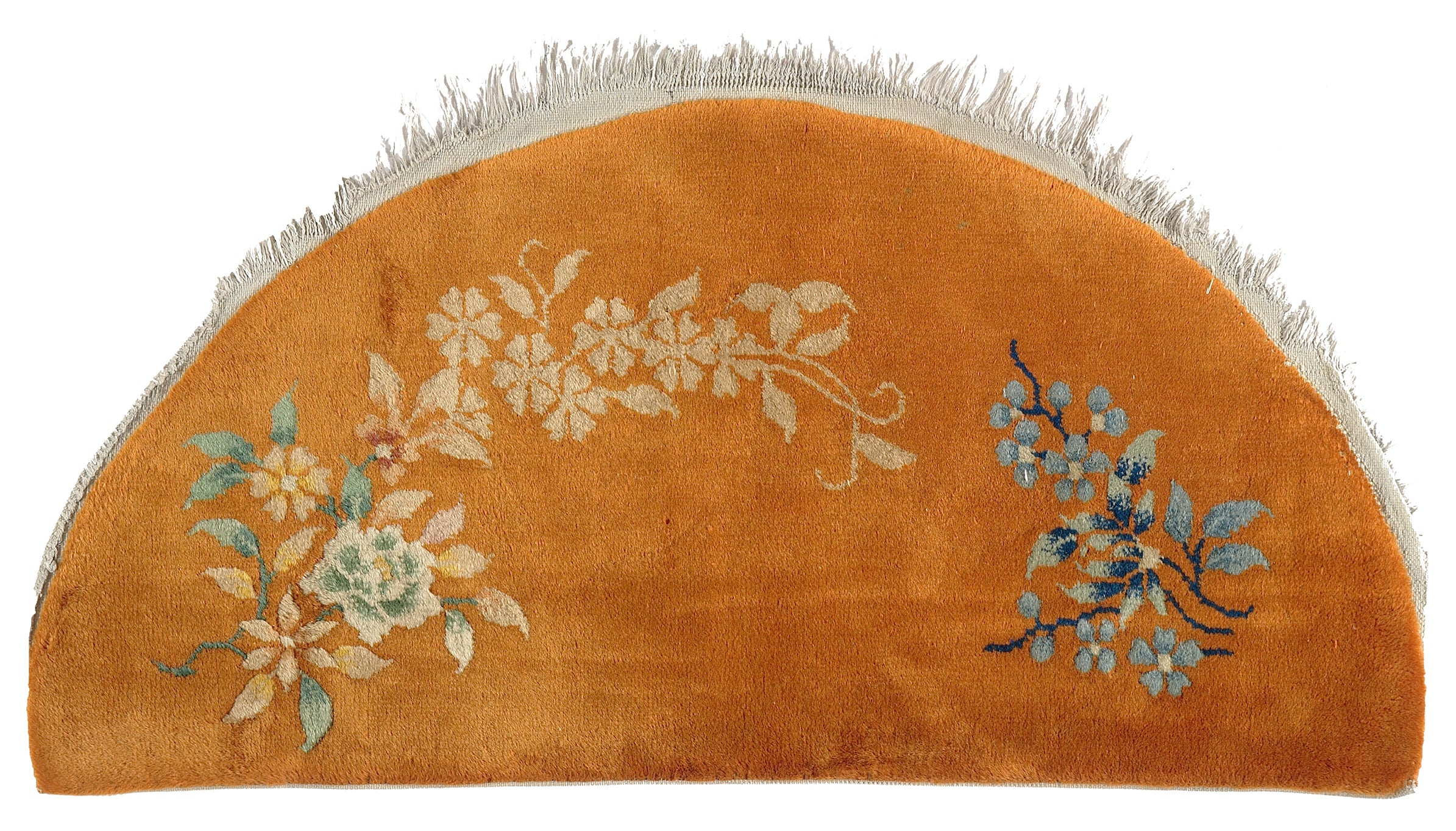 2'x4' Fan Shaped Golden Orange Floral Art Deco Rug – Ariana Rugs