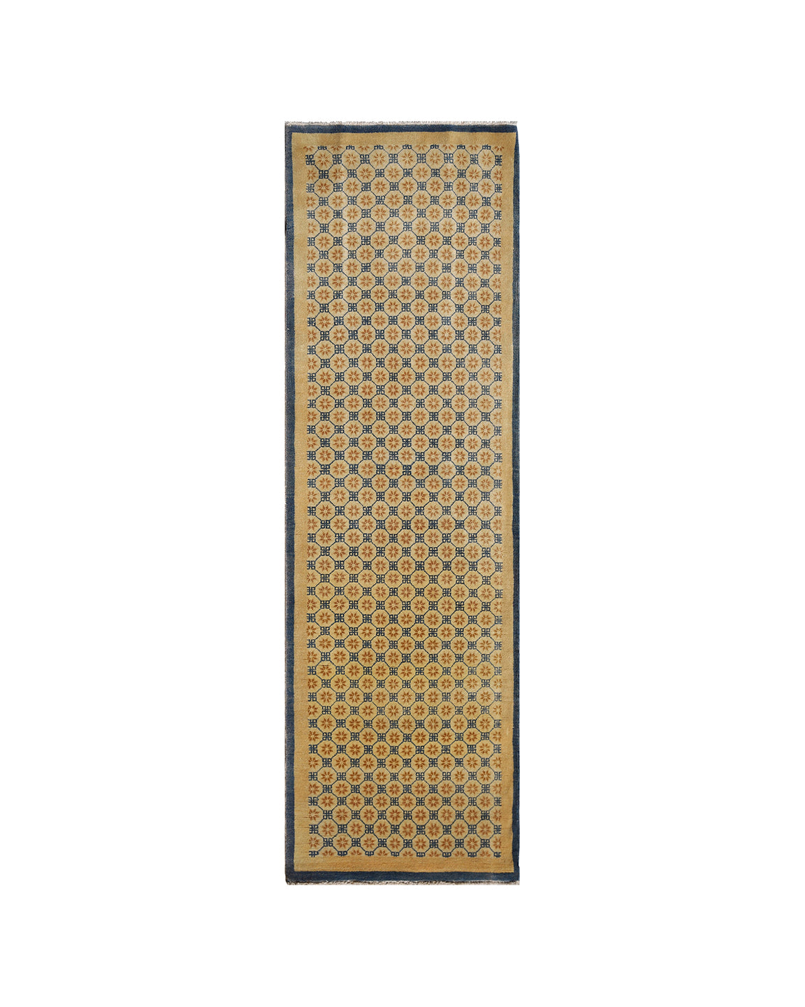 3'x8' Gold Blue Geometric Contemporary Chinese Design Runner Rug ...