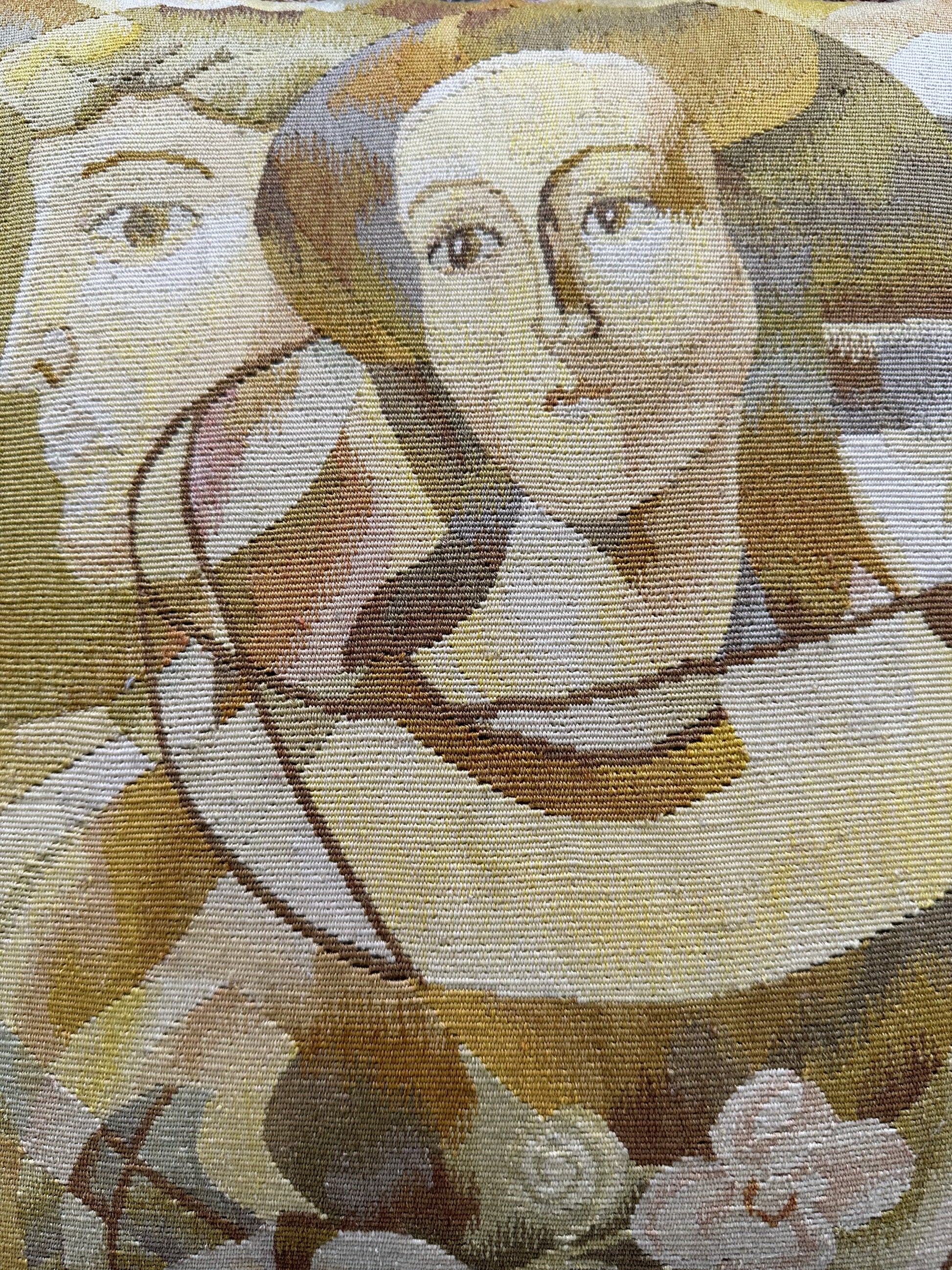 19"x19" Yellow and Brown Aubusson Style Pillowcase – Ariana Rugs