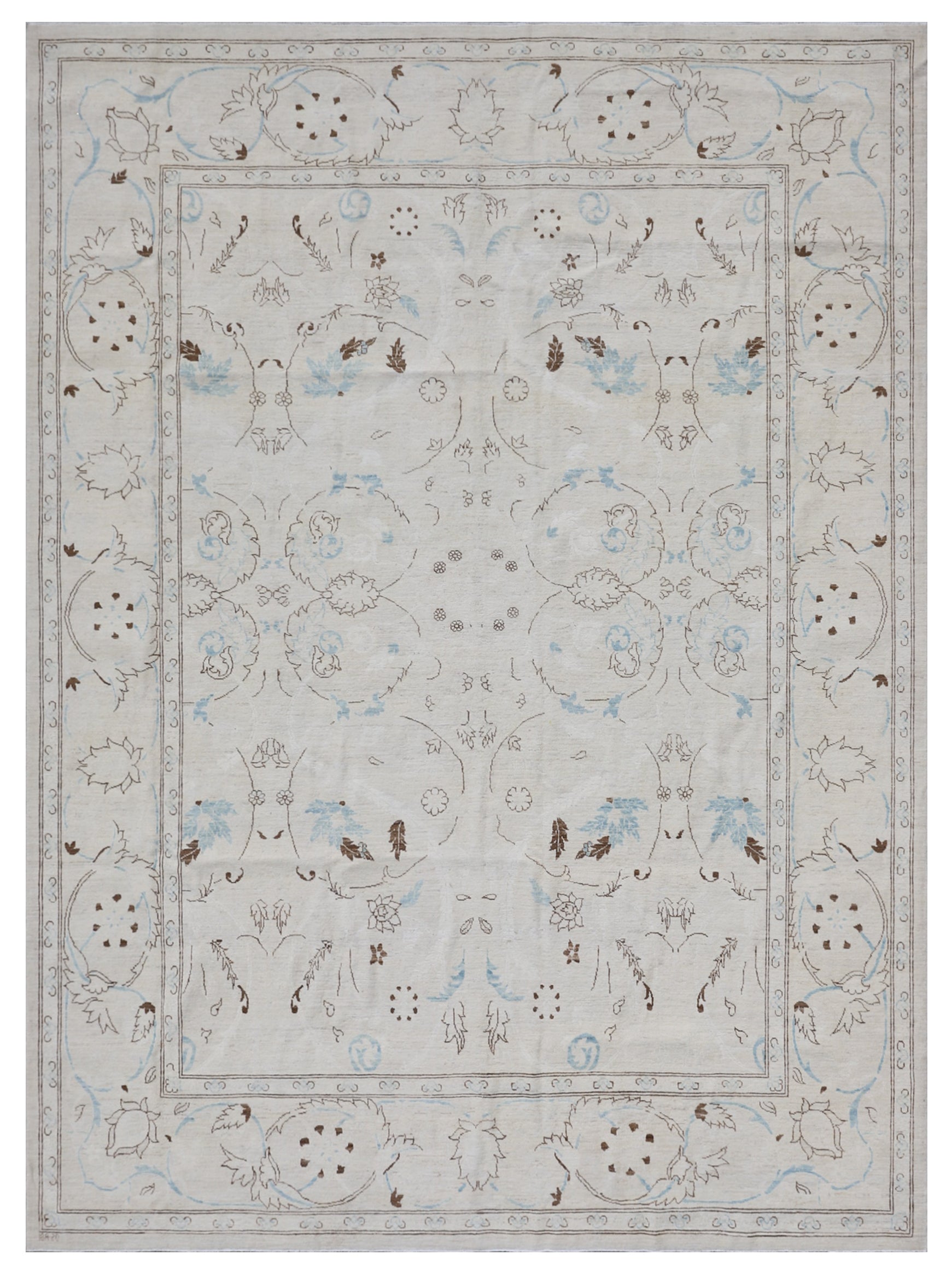 8'x10' Ariana Luxury Polonaise Ivory Blue Brown Rug – Ariana Rugs