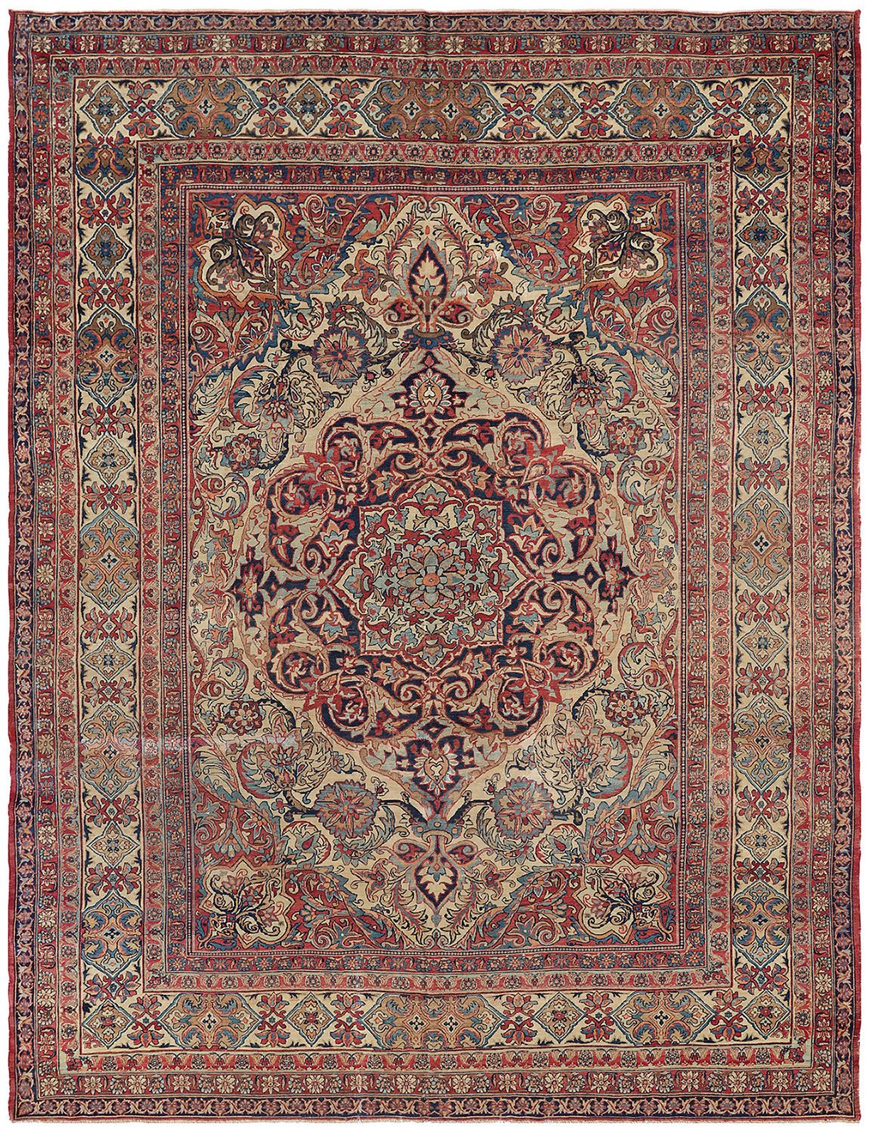 10'x13' Antique Persian Kermanshah Rug | Classic Floral Wool Rug ...