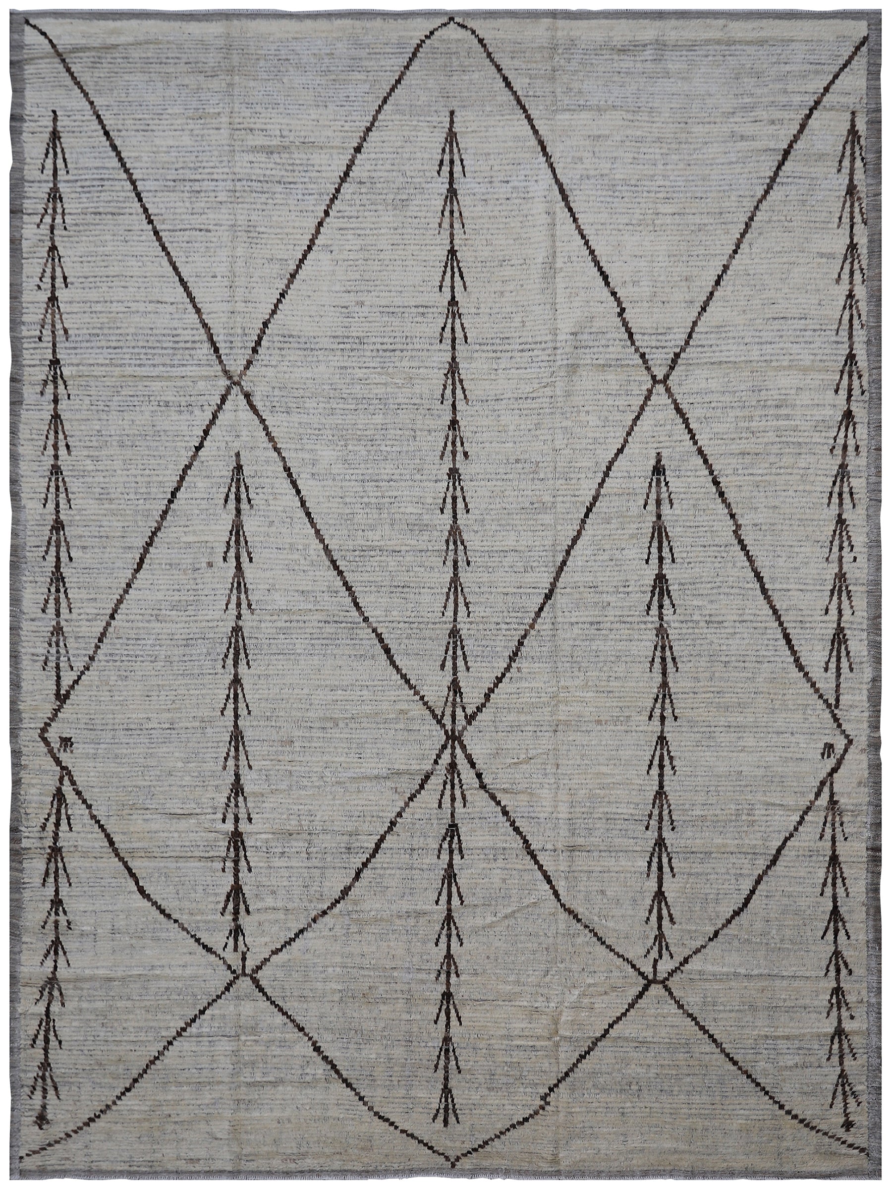 8'x11' Ariana Moroccan Style White Brown Simple Design Barchi Rug ...