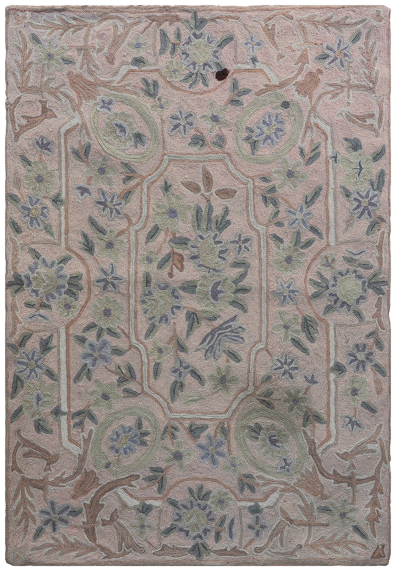 2'x4' Pink Floral Area Rug | Indian Chainstitched Rug – Ariana Rugs