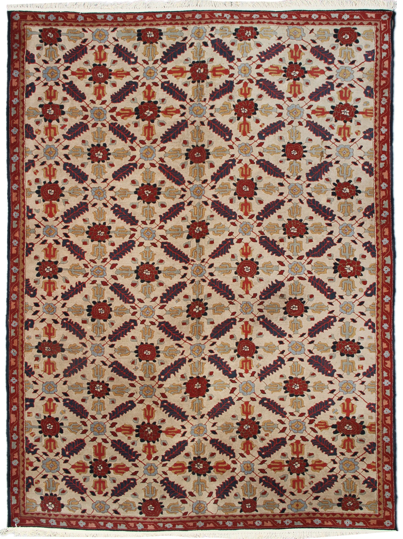 8'x11' Ivory Red and Blue Tremendous Tetex | Antique German Tefzet Rug ...