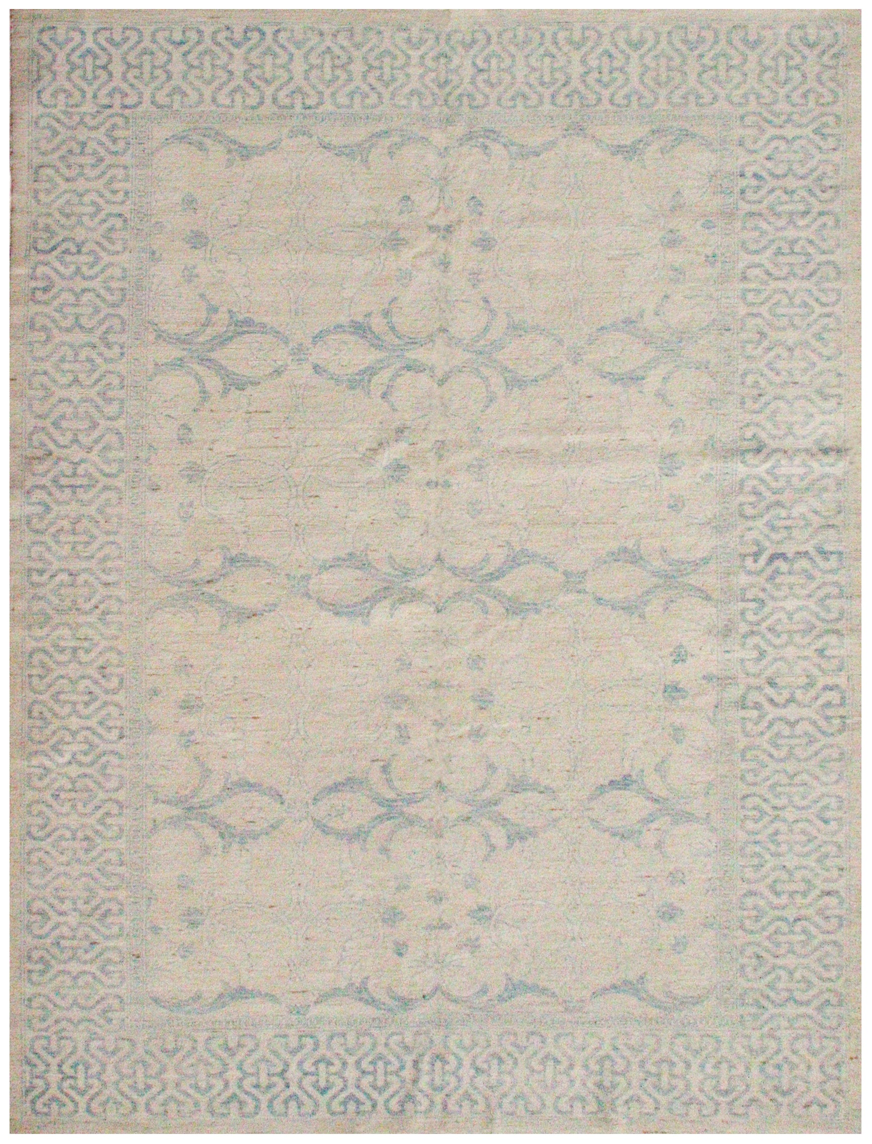 9'x10' Wool Rug | Blue & Cream |Hand-knotted Area Rug – Ariana Rugs