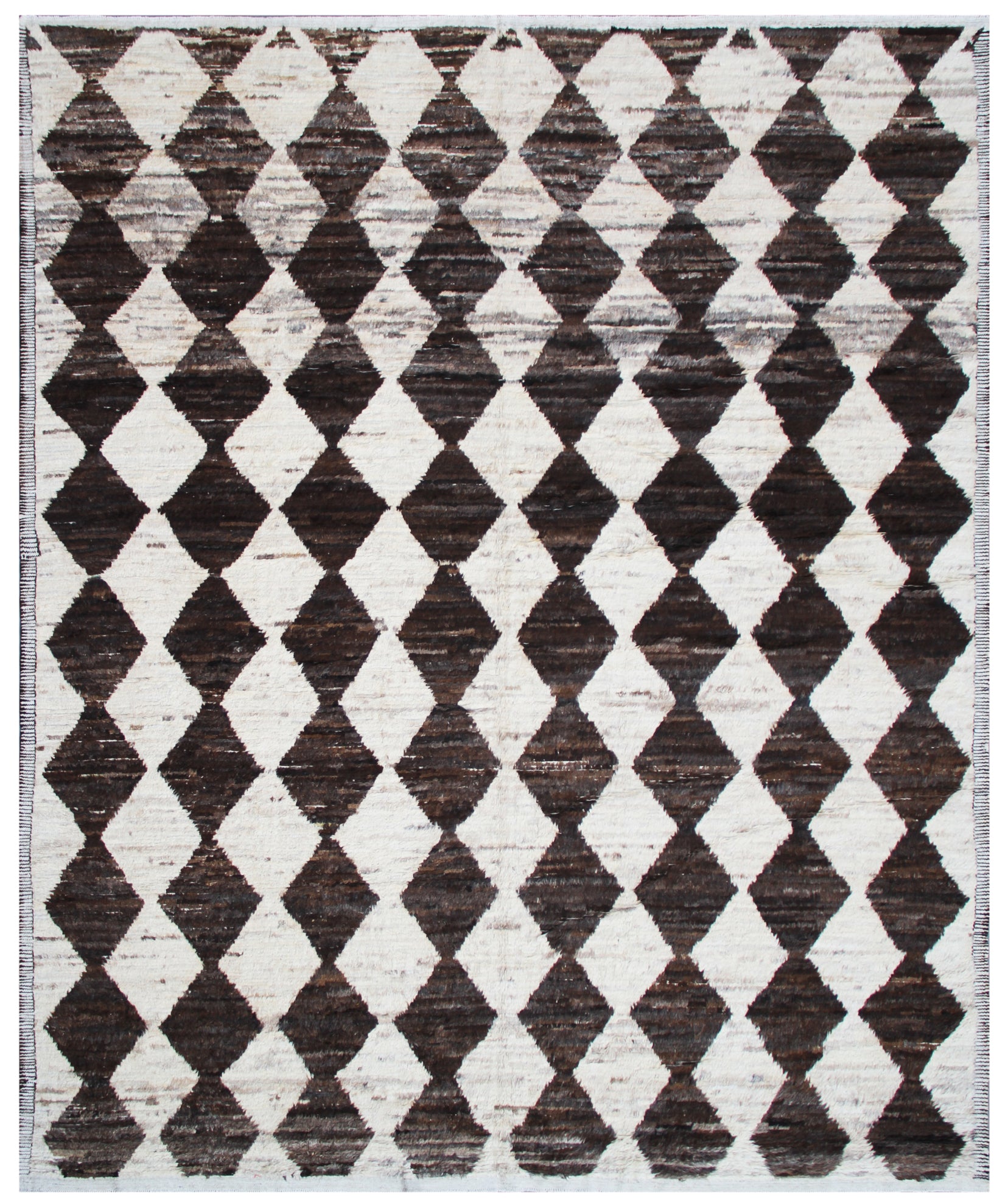 9'x11' Moroccan Style| Brown and Ivory| Diamond Checkered Pattern |Bar ...