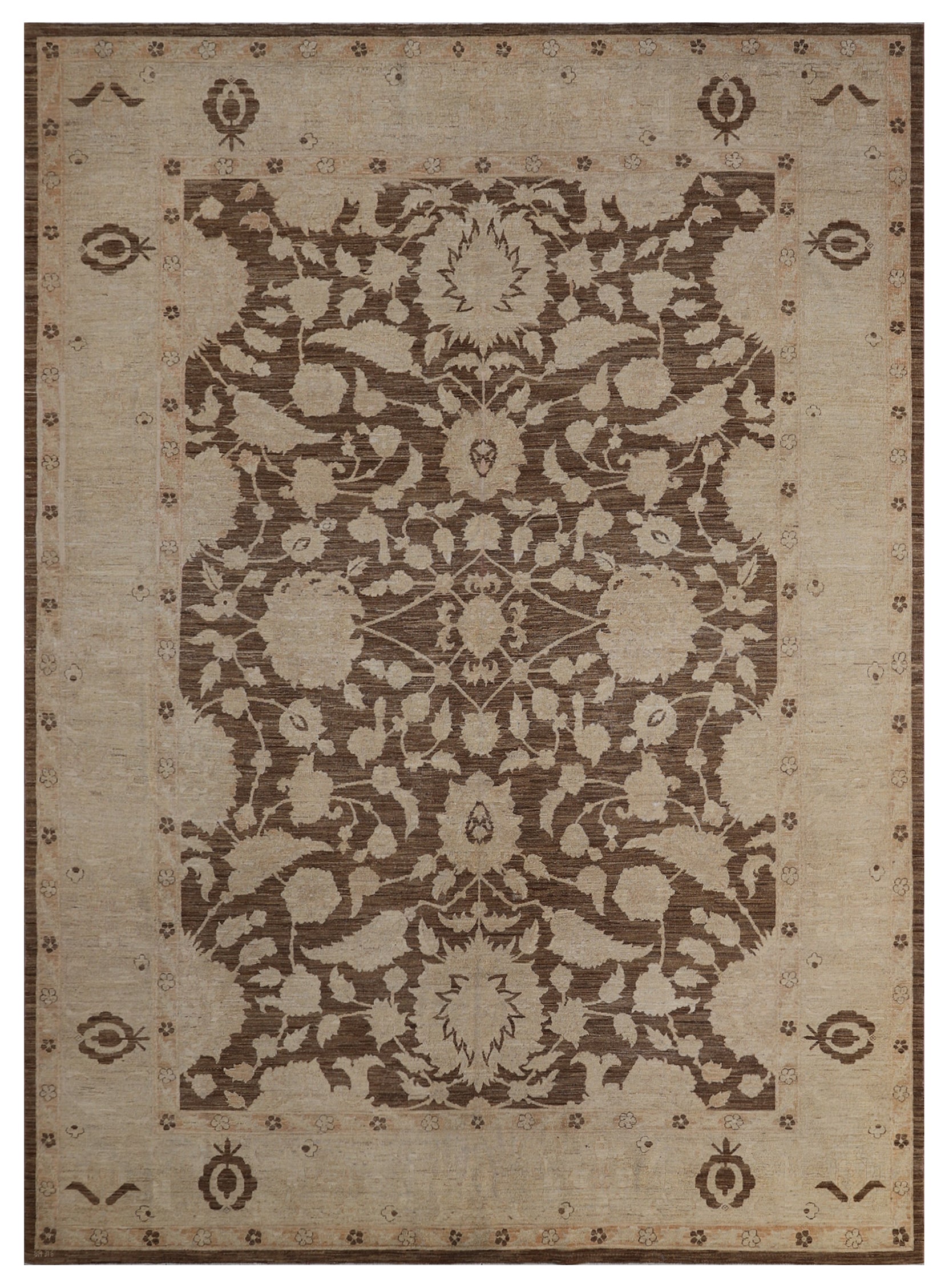 9'x12' Wool Rug | Ariana Traditional | Brown Beige Agra Rug – Ariana Rugs